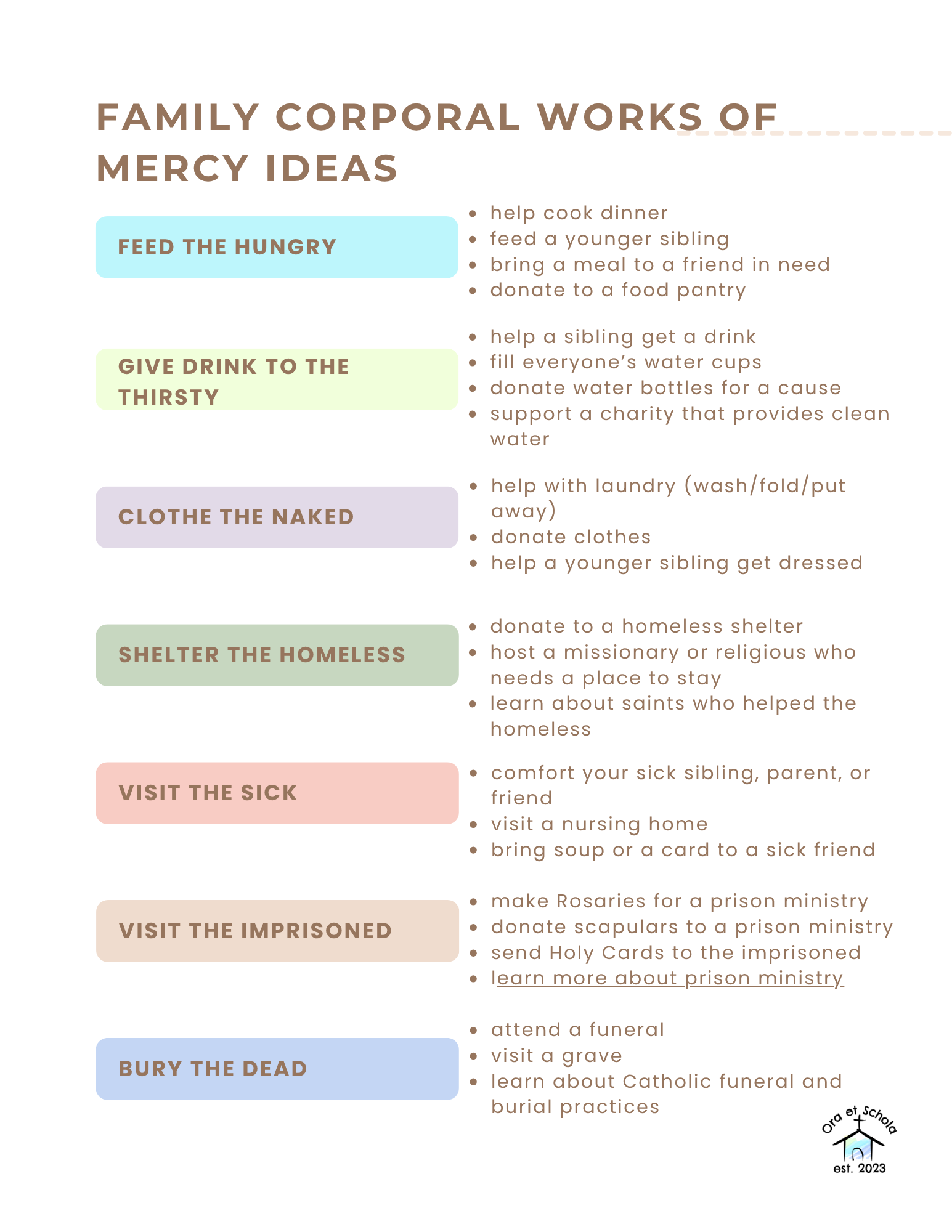 How to Live Out the Works of Mercy with Your Kids - Ora et Schola